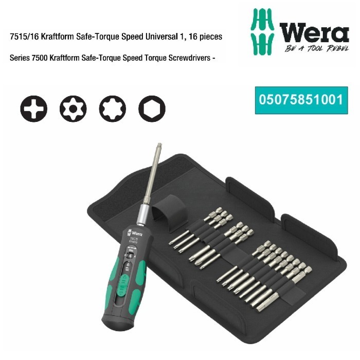 Jual WERA 05075851001 Obeng Torsi set 16 pcs 2-6 Nm 7515/16 Kraftform ...