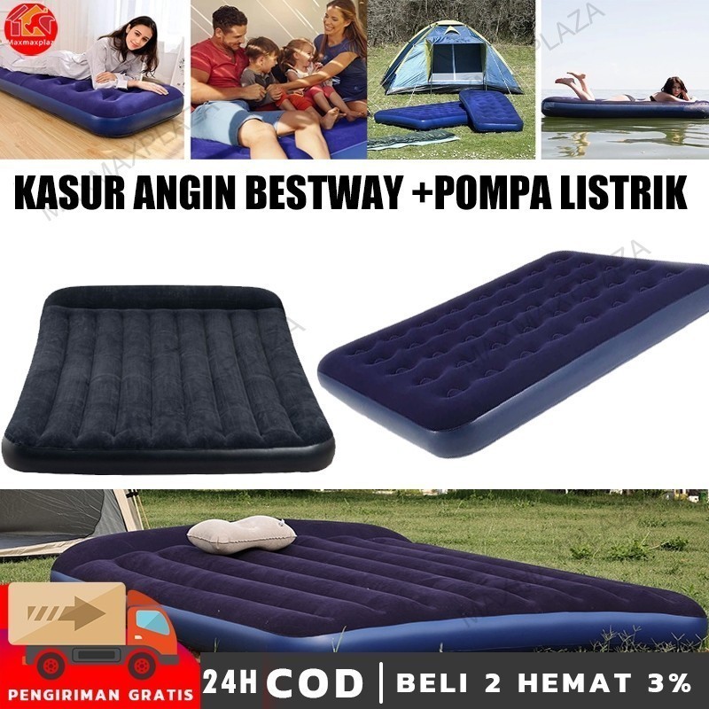 Jual Kasur Angin + Pompa Listrik / Air Bed Double Kasur Angin Bestway ...