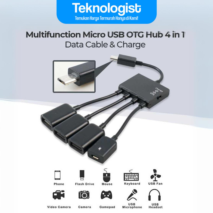 Jual Micro USB OTG Hub 4 in 1 Multifunction Data Cable & Charge | Shopee Indonesia