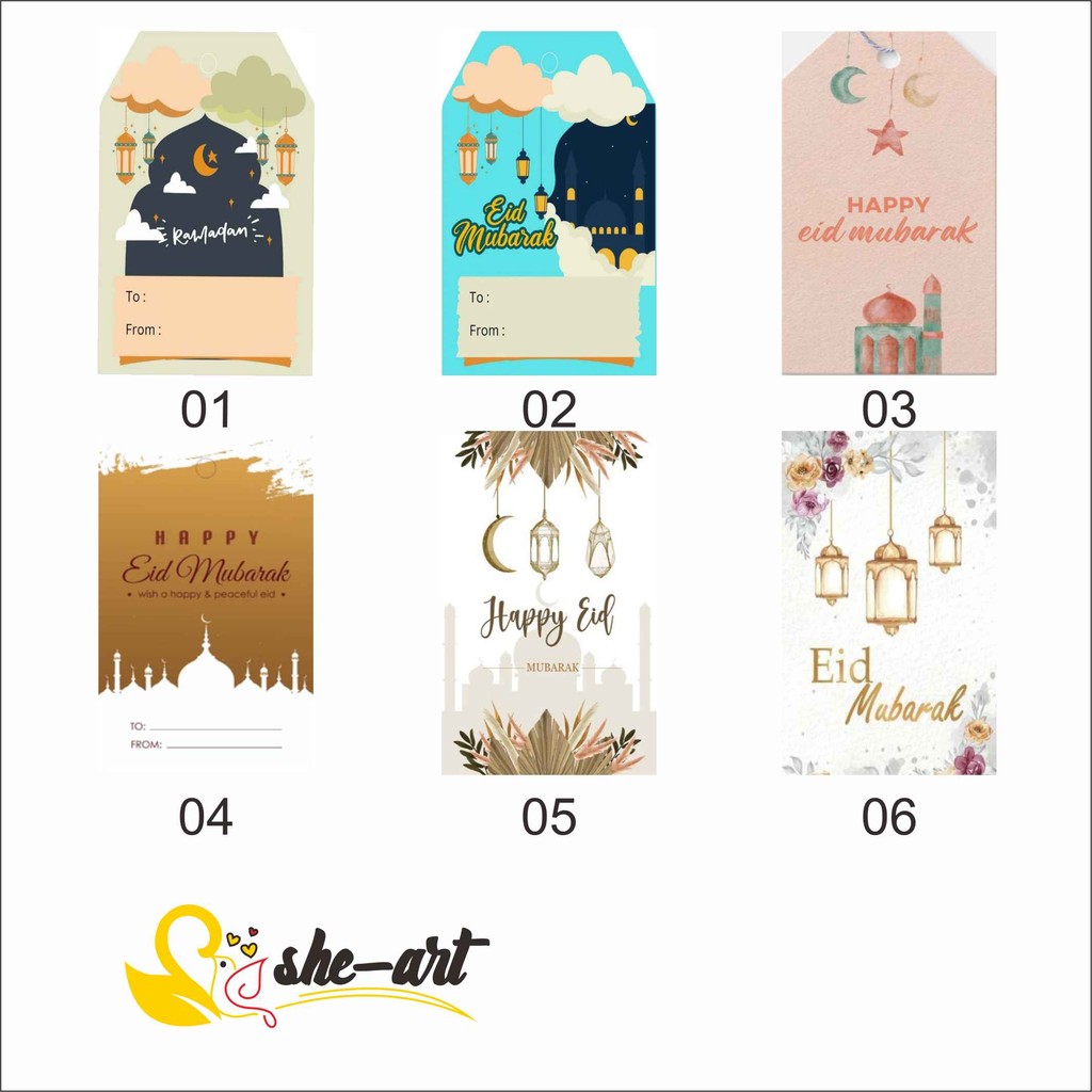 Jual KARTU UCAPAN HAND TAG HANDTAG EID MUBARAK / IDUL FITRI Ukuran 4.7 ...