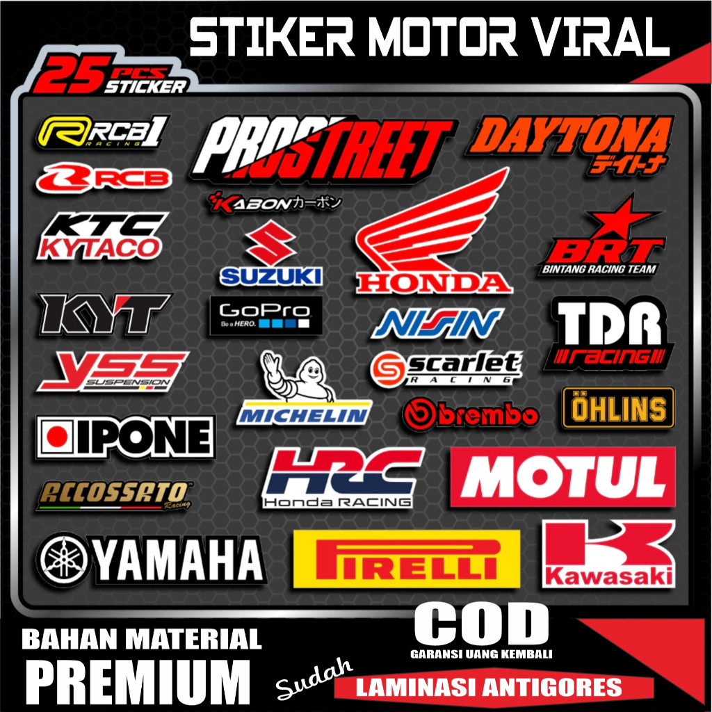Jual Stiker Sticker Setiker Motor Pack RACING MOTOR/BRAND/QUOTES RACING ...
