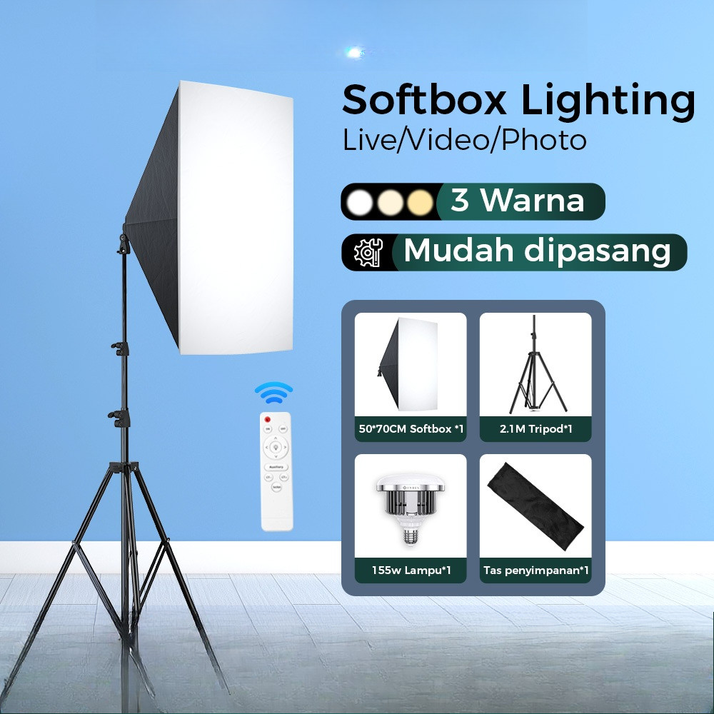 Jual Paket Softbox Lighting Kit 3 Warna Photography + Remote 3000K ...