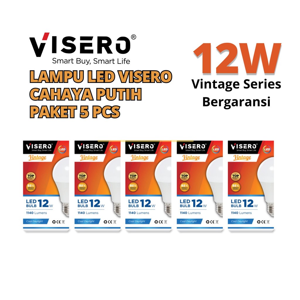 Jual PAKET 5PCS Lampu LED Visero Vintage 5W 7W 9W 12W 15W 18W 21Watt Bohlam Bergaransi Cahaya ...