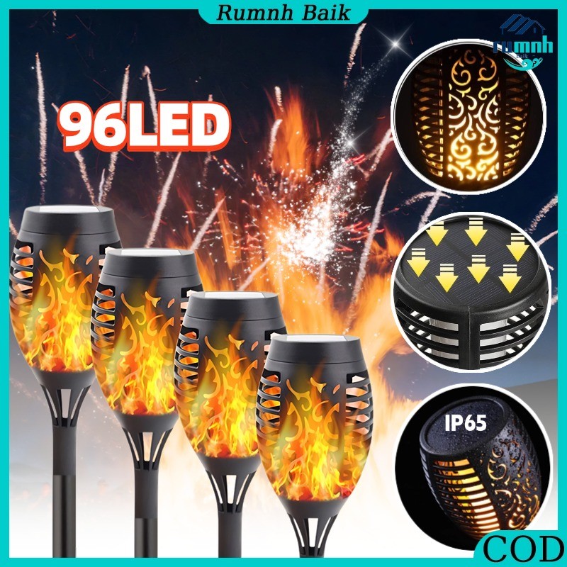 Jual Lampu Taman Tancap Obor Api Tenaga Matahari / LED Lampu Taman ...