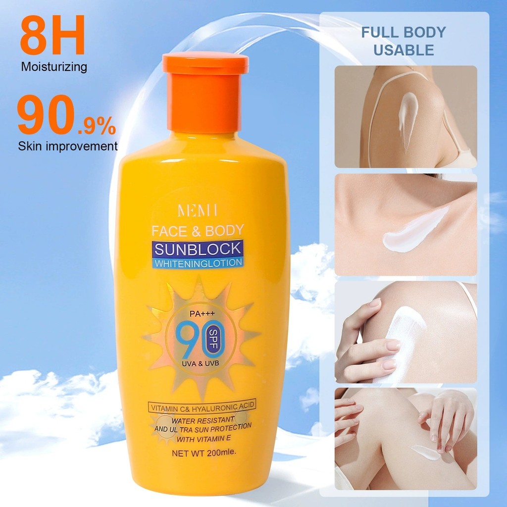 Jual Glowing Up Sunscreen Lotion Whitening Sunblock Cream SPF90 PA +++ Wajah Dan Badan Sunscreen ...