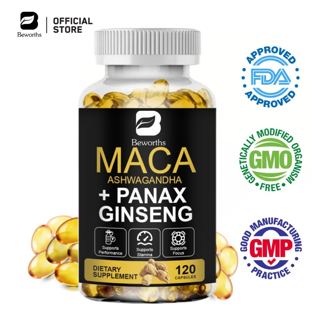 Jual BEWORTHS Maca Root Capsules with Ashwagandha Root & Korean Panax Ginseng for Natural Energy ...