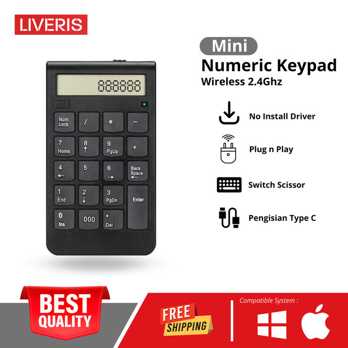 Jual Keypad Numeric Wireless Numpad Keyboard Angka Laptop Windows Android Mac | Shopee Indonesia