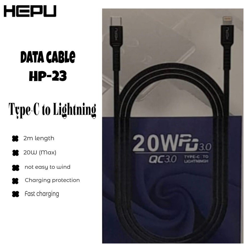 Jual HEPU Fast Charger Data Cable Type-C to Lightning HP-23 / 2M length ...