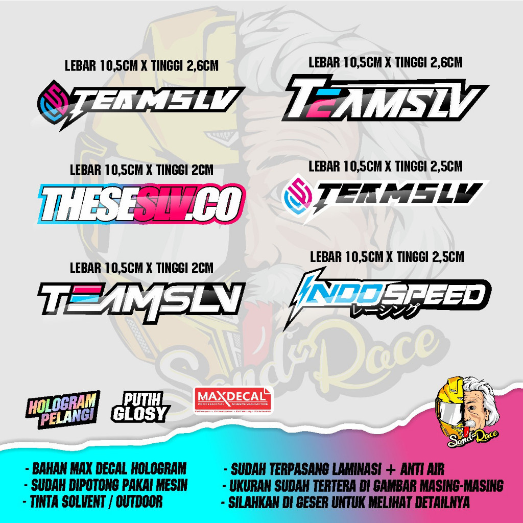 Jual stiker TEAMSLV team slv cutting print hologram / sticker pack indo ...