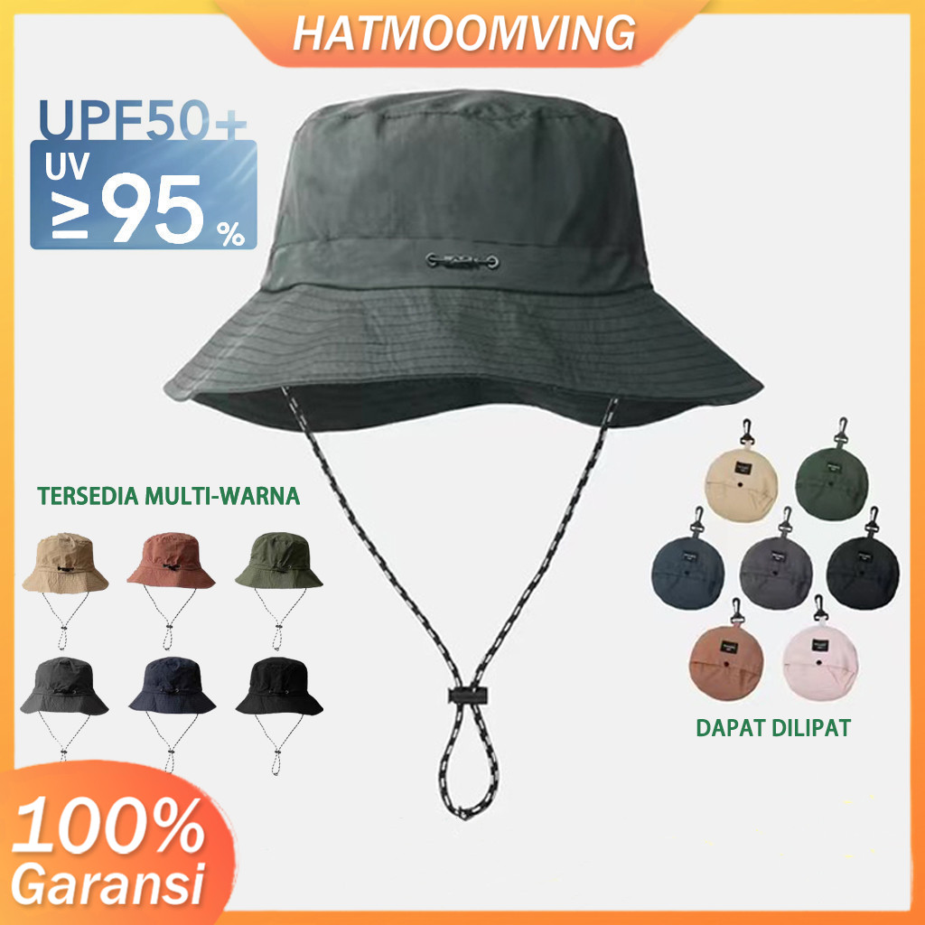 Jual New Bucket Hat Bulat Parasut Tali Packable Hat Waterproof Topi ...