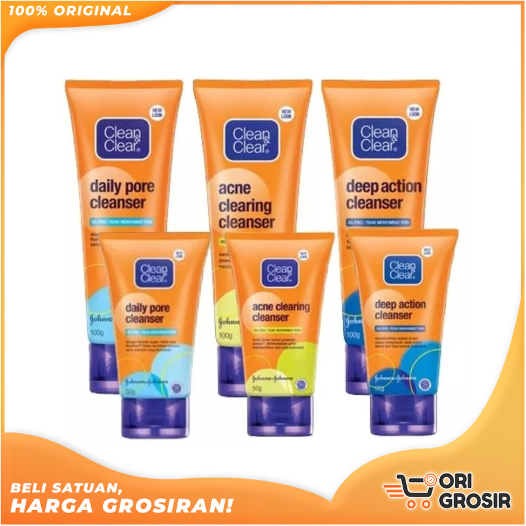 Jual ORI Grosir Clean & Clear Acne Clearing | Daily Pore | Deep Action ...