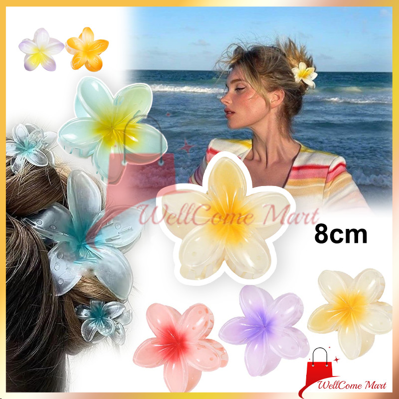 Jual Jepit Rambut Wanita Motif Bunga Kamboja / flower gradient hairclaw ...
