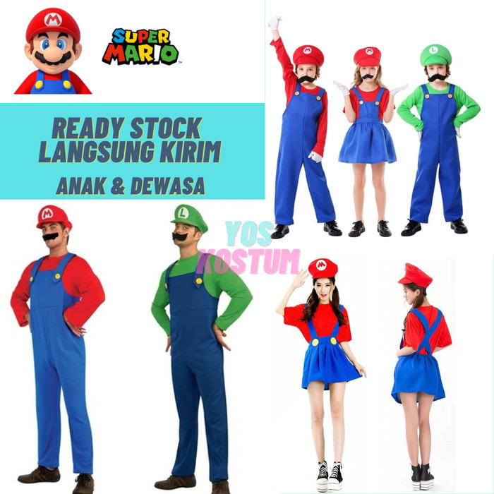 Jual Kostum mario bros dewasa anak luigi cosplay halloween karakter ...