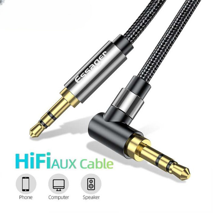 Jual Kabel AUX 3.5mm Audio Jack HiFi Elbow Adaptor 1.5M Male To Male L ...