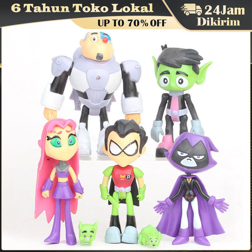 Jual Figure Teen Titans Go Robin Cyborg Beast Starfire Raven Silkie 1 ...