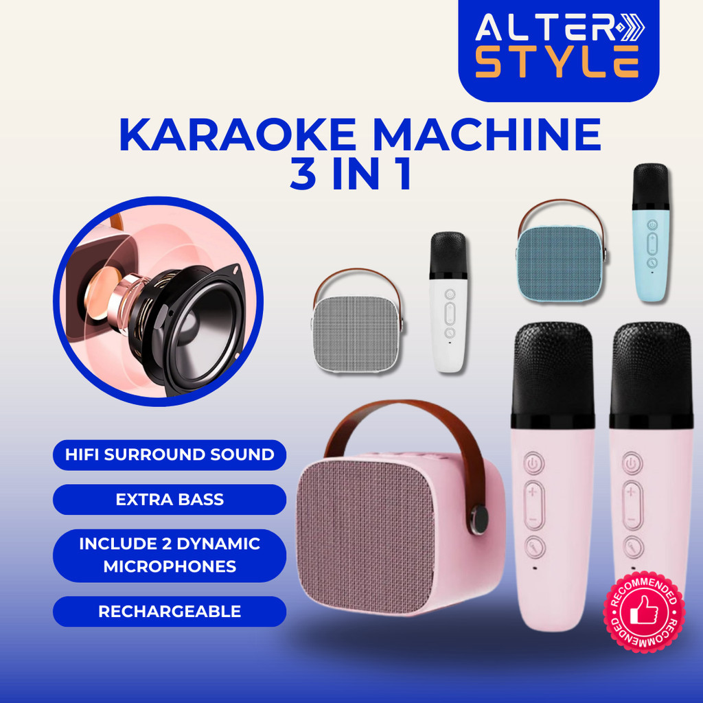 Jual Speaker Wireless Bluetooth Full Bass ALTERSTYLE Mic Karaoke Set 2 ...