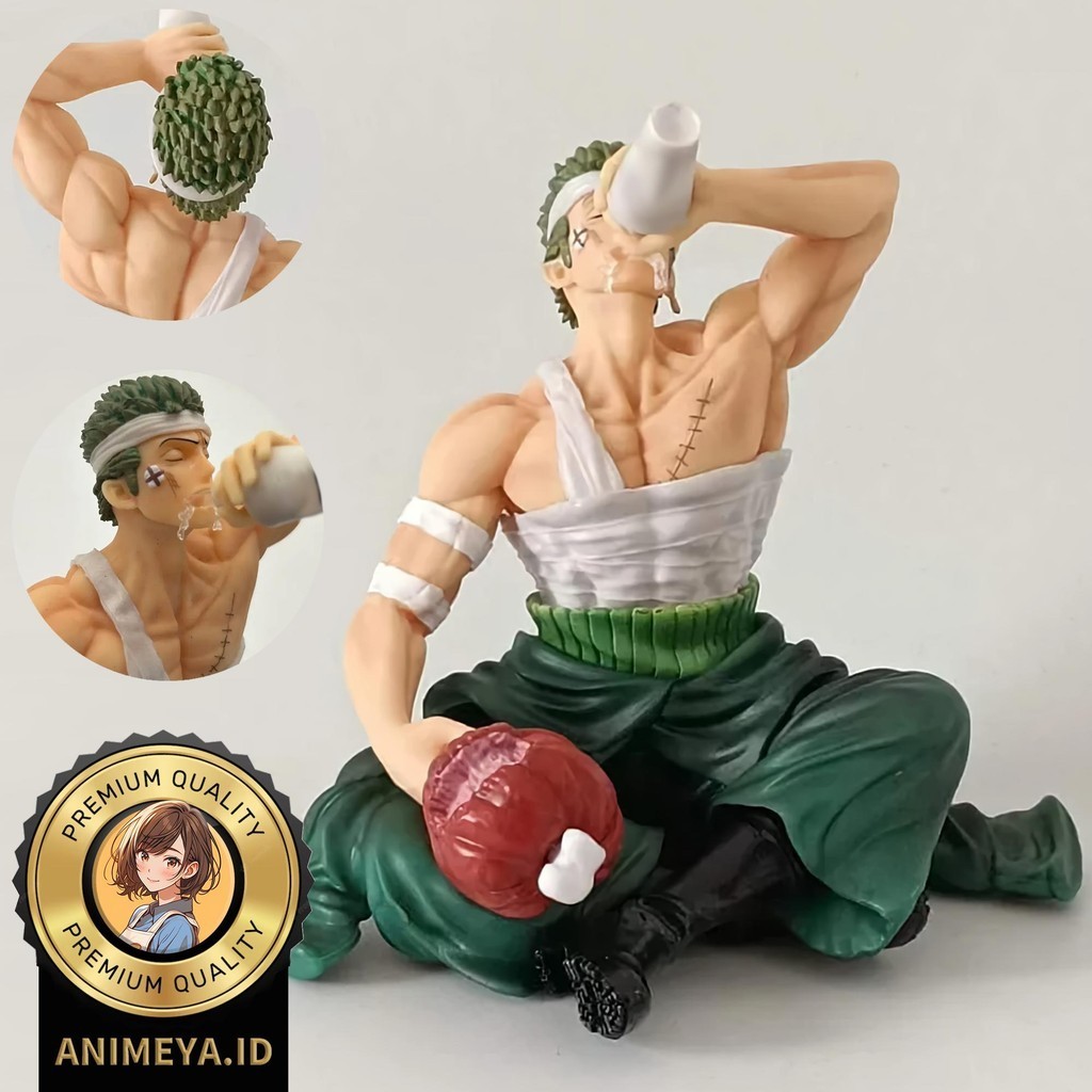 Jual Action Figure Statue One Piece Roronoa Zoro Duduk Daging Minum BT ...
