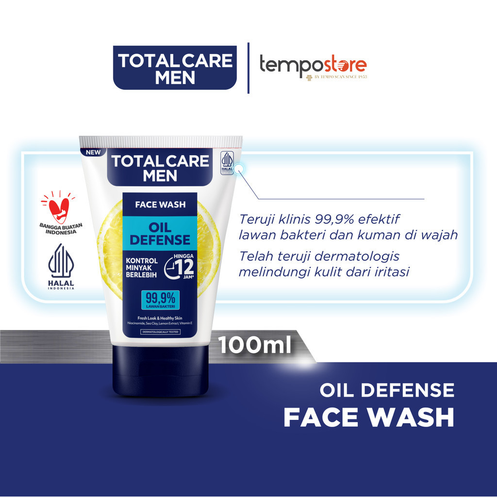 Jual Total Care Men Face Wash Oil Defense 100ml [1pcs] - Sabun Wajah Pria Solusi Minyak Berlebih ...
