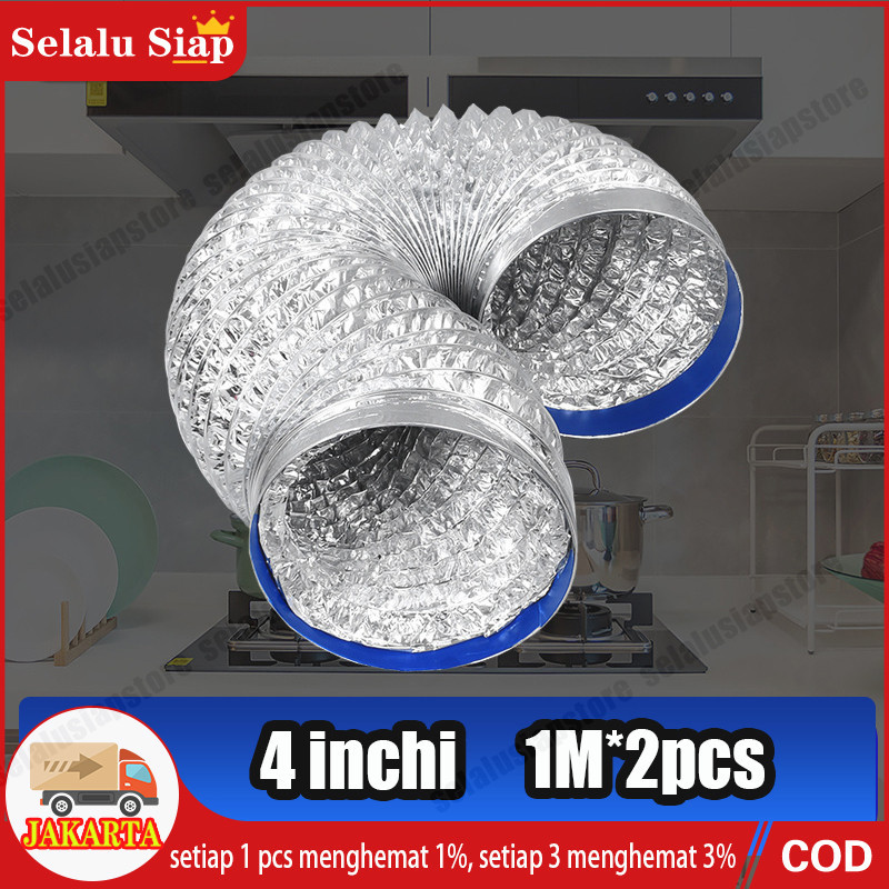 Jual 1M*2PCS Flexible ducting 4 inchi / pipa cerobong asap 4 in, AC ...