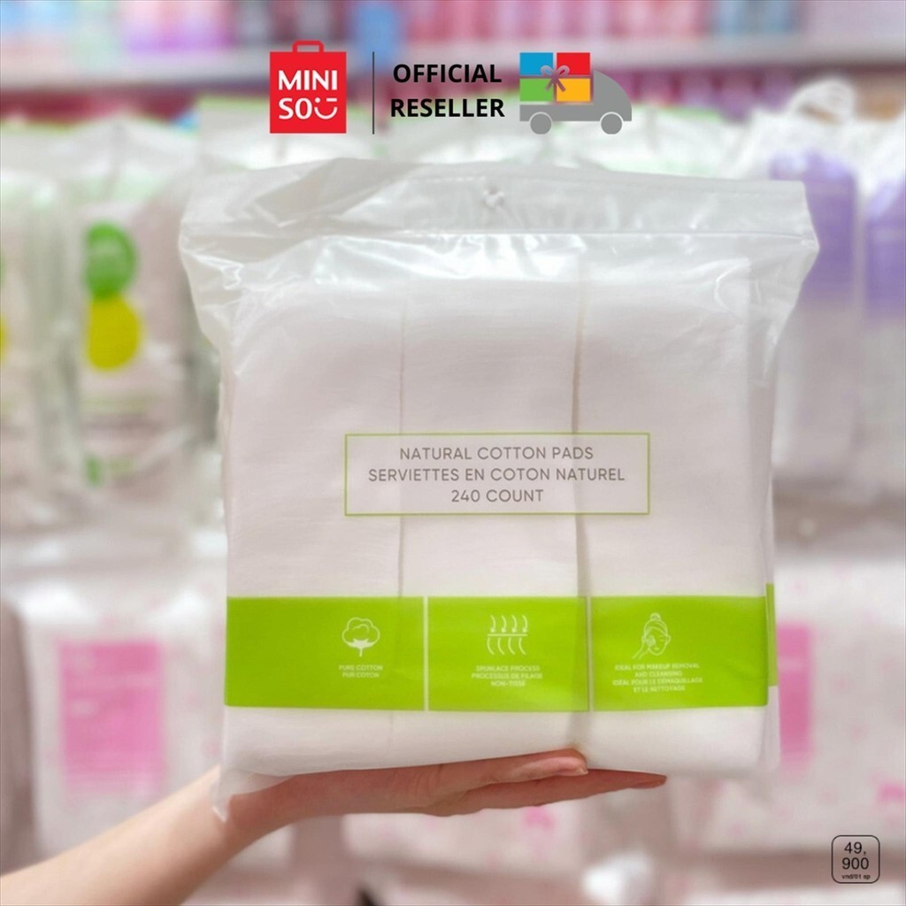 Jual MINISO Natural Cotton Pads 240 Count / Kapas Muka | Shopee Indonesia