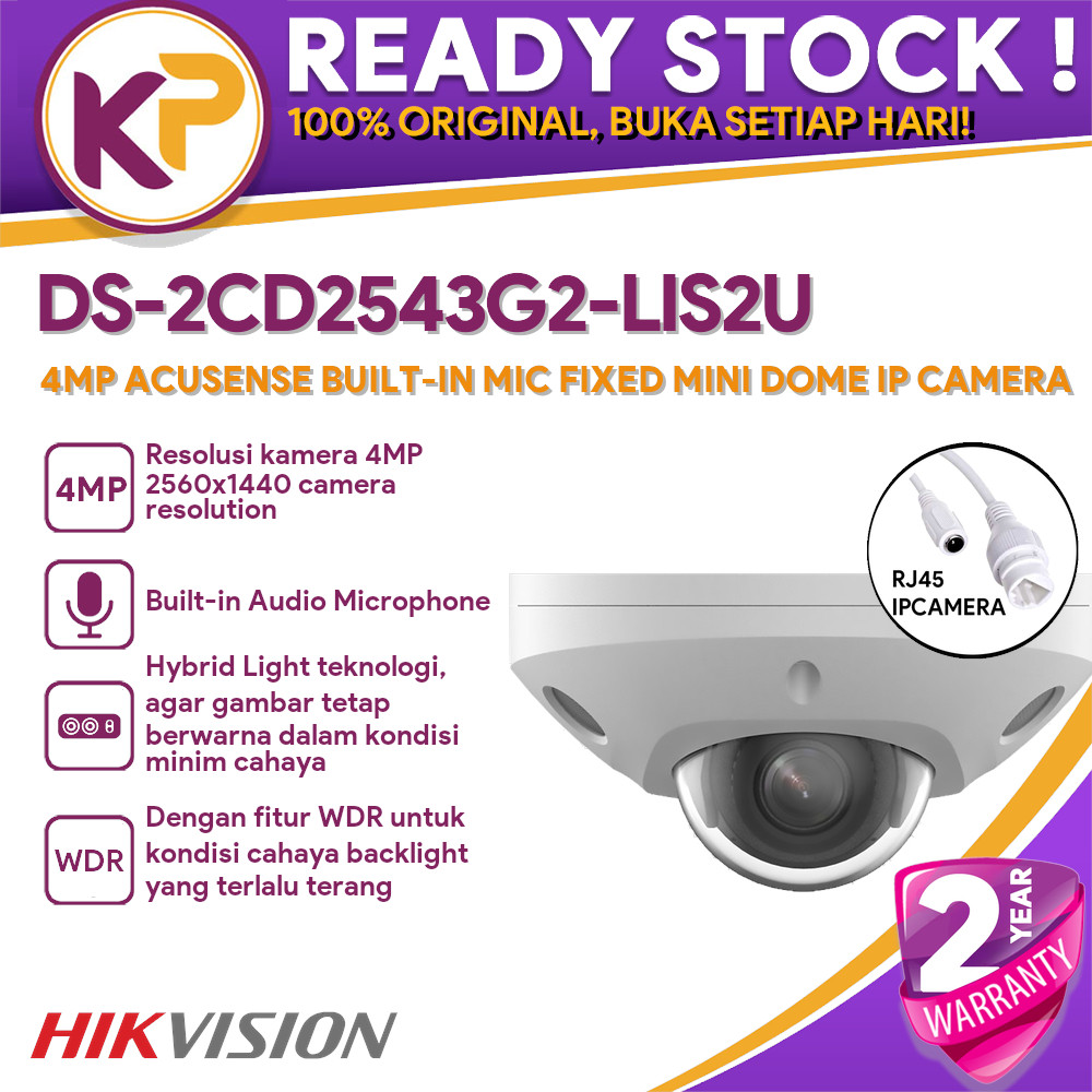 Jual HIKVISION DS-2CD2543G2-LIS2U 4MP ACUSENSE SMART HYBRID LIGHT BUILT-IN MIC MICROSD UPTO ...