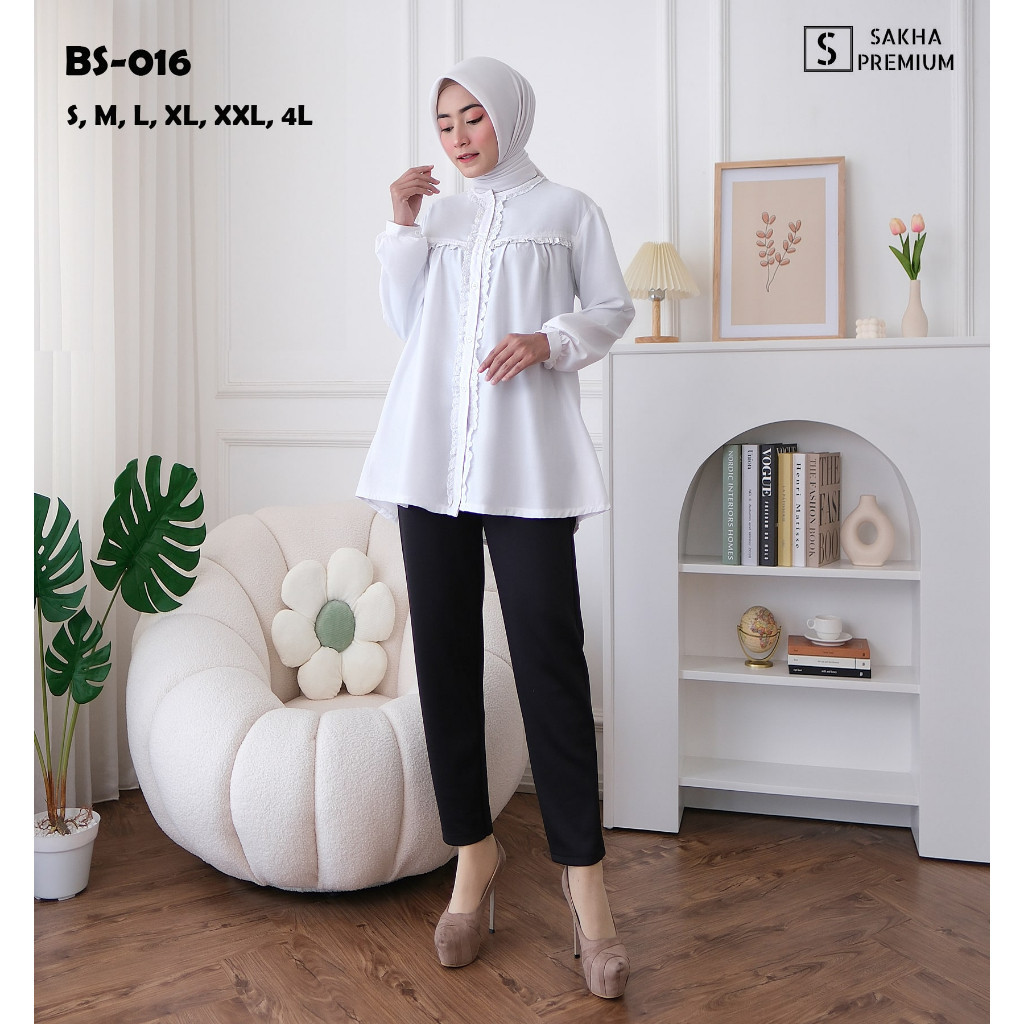 Jual Sakhapremium.id - Blouse Baju putih atasan putih blouse putih ...