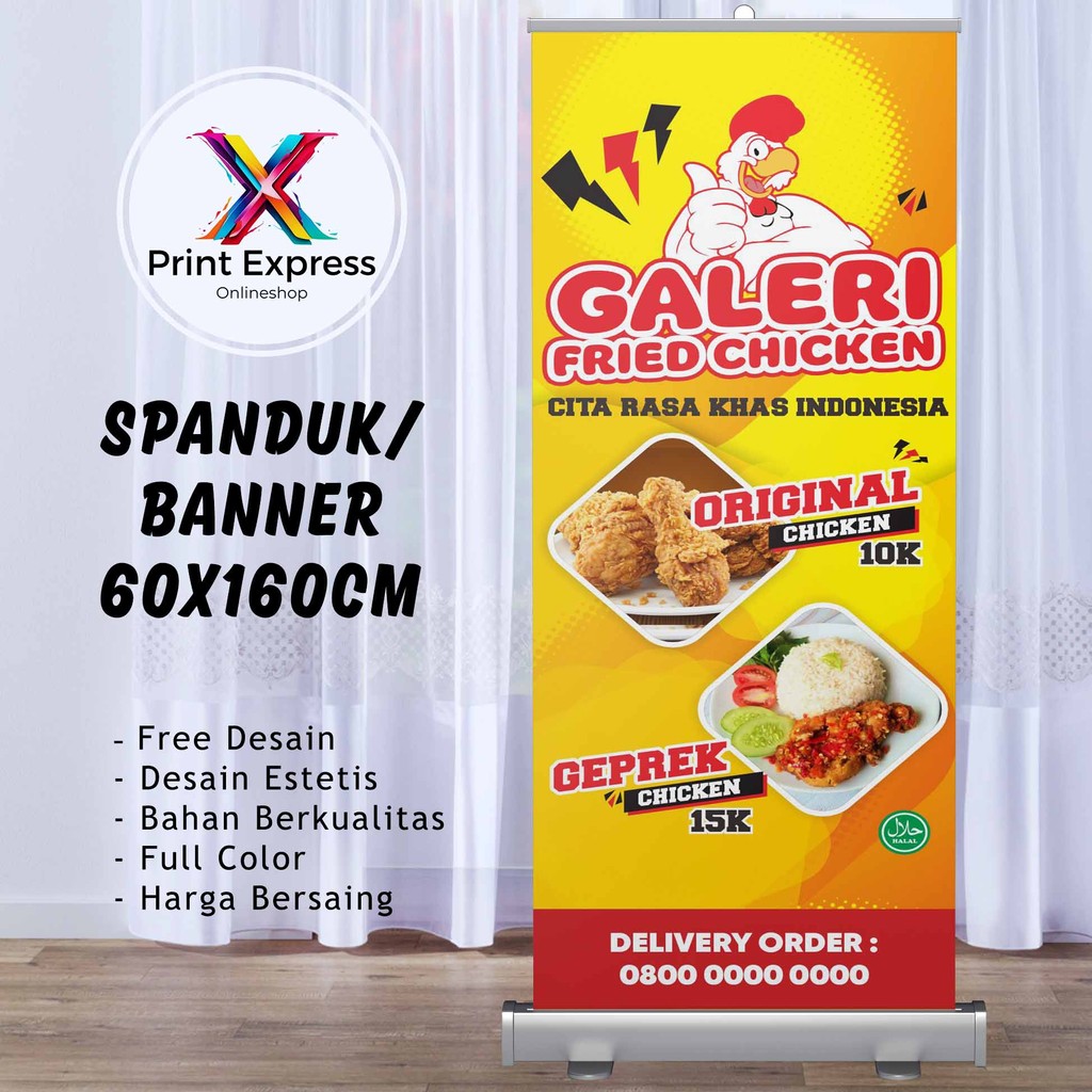 Jual Cetak Spanduk Street Food Fried Chiken Original 60x160 Cm Bisa ...