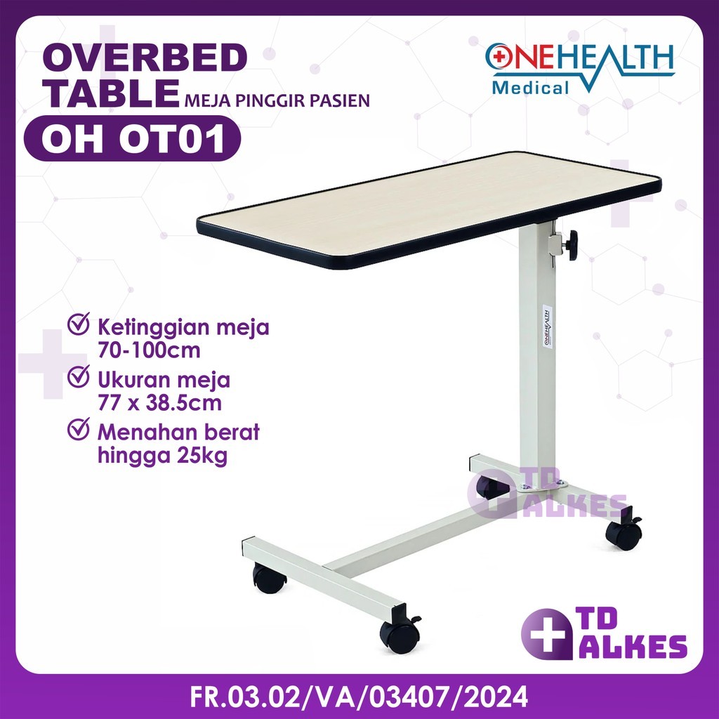 Jual OneHealth Overbed Table OH-OT01 Meja Makan Portable Tempat Makanan ...