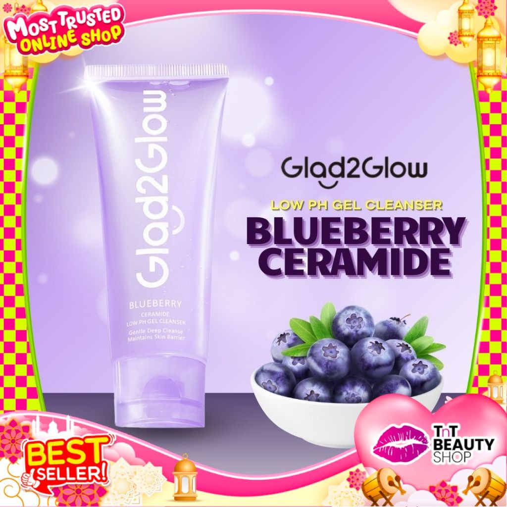 Jual Glad2Glow Blueberry Ceramide Low pH Gel Cleanser sabun cuci muka ...