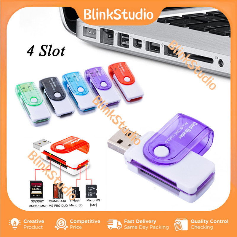 Jual Card Reader All In One 4 Slot / Cardreader Putar 4in1 Multi Memory ...