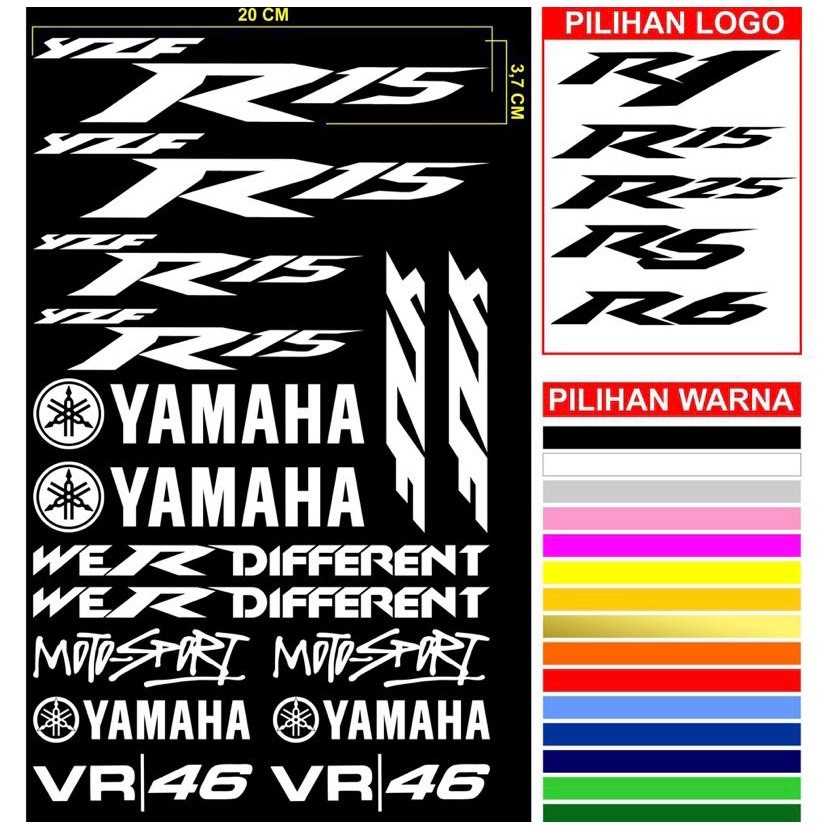Jual Stiker Cutting MOTOR YAMAHA R15 1 SET - YAMAHA R SERIES TERMURAH ...