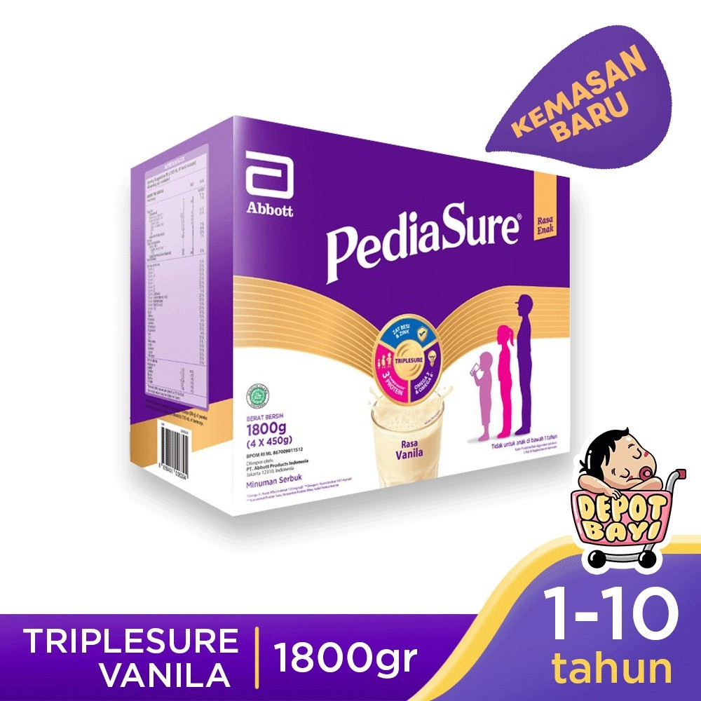 Jual Pediasure Triplesure Vanila 1800 gram (4 x 450 gram) | Shopee ...