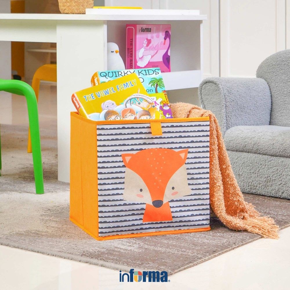 Jual Informa 29x23x29 cm Kotak Penyimpanan Lipat Motif Fox - Oranye ...