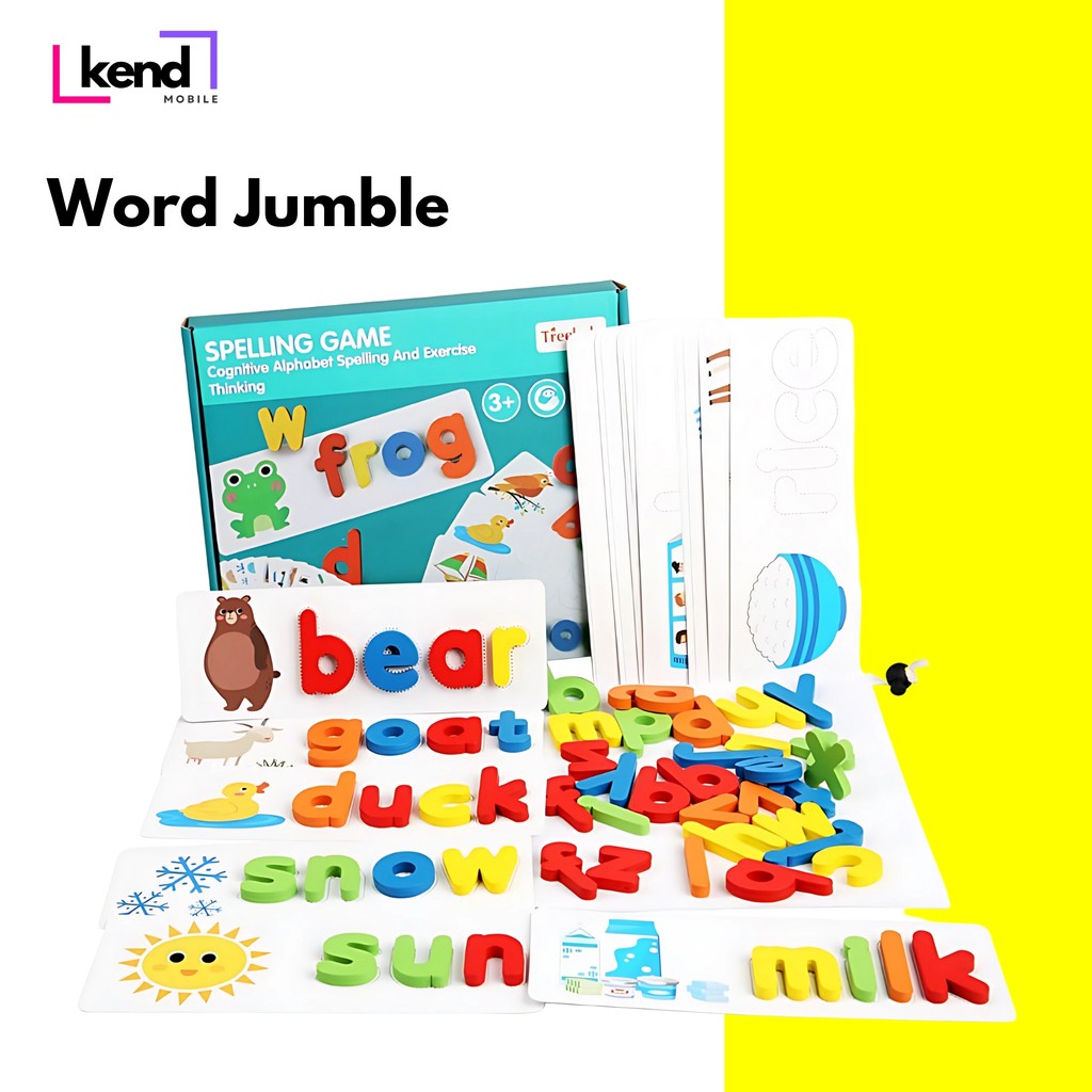 Jual Kendmobile Word Jumble WOODEN SPELLING GAME Word Jumble Mainan ...