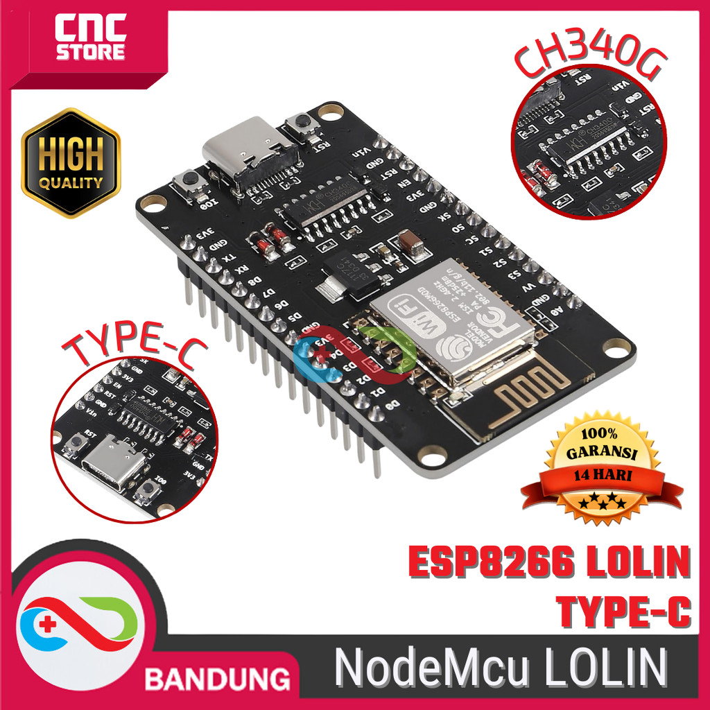 Jual NODEMCU LUA WIFI V3 4MB 32MBITS CH340 FLASH ESP8266 ESP12 TYPE-C ...