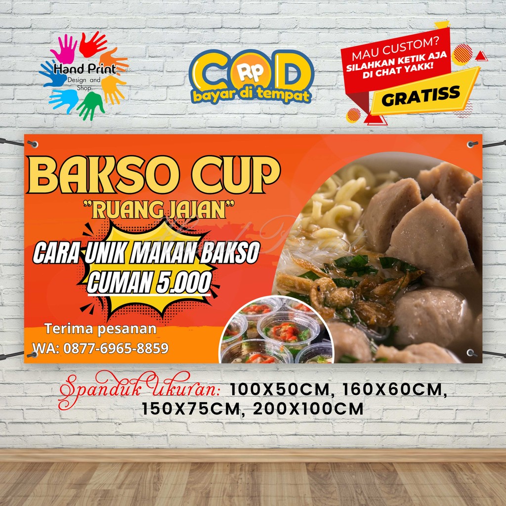 Jual Cetak Spanduk Banner Bakso Sapi Cup MMT Spanduk Custom 200x100 ...