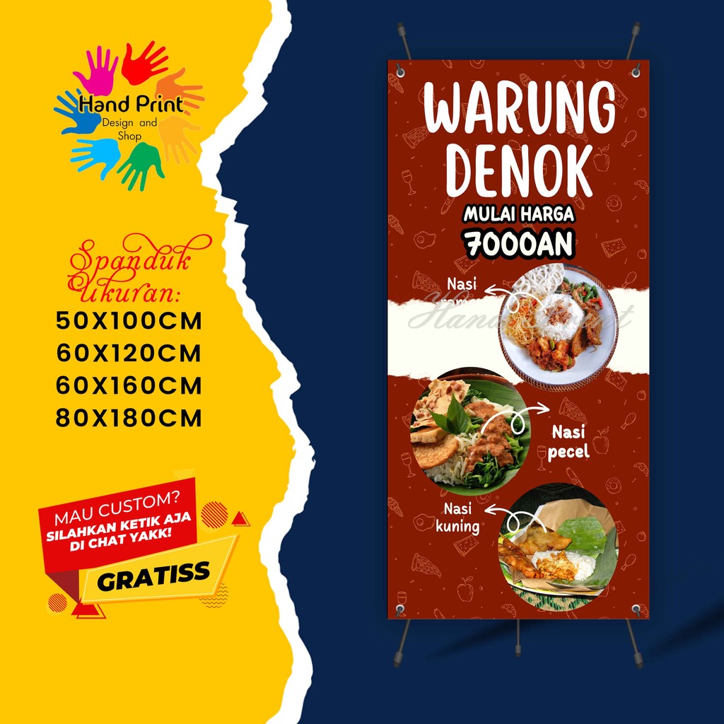 Jual Cetak Spanduk Banner Warung Nasi Luk Pauk MMT Spanduk Custom ...
