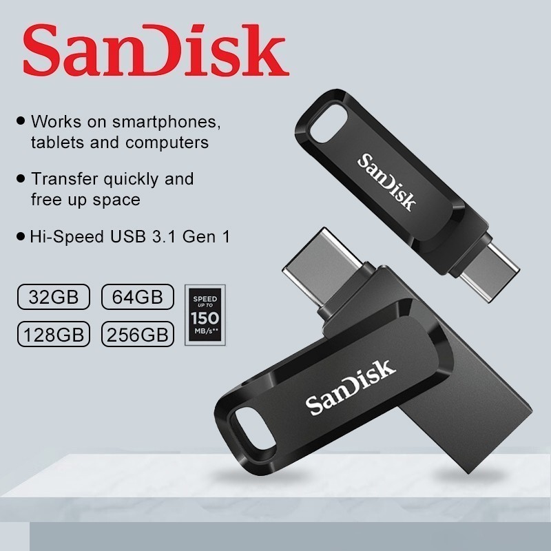 Jual Sandisk Dual Drive Type-c Memory Stick 32 64 128 256GB Pendrive ...