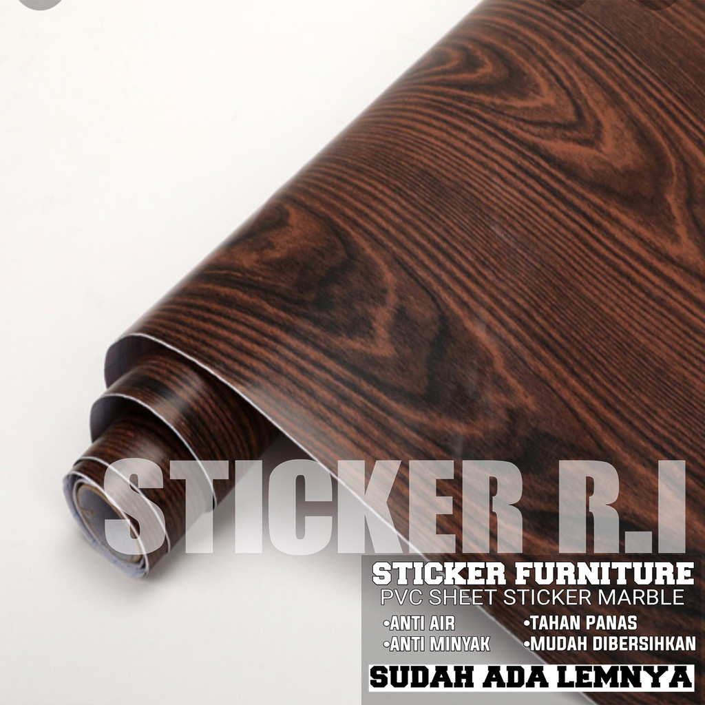 Jual Wallpaper Dinding Kayu Serat Coklat Tua Wallsticker dinding meja ...