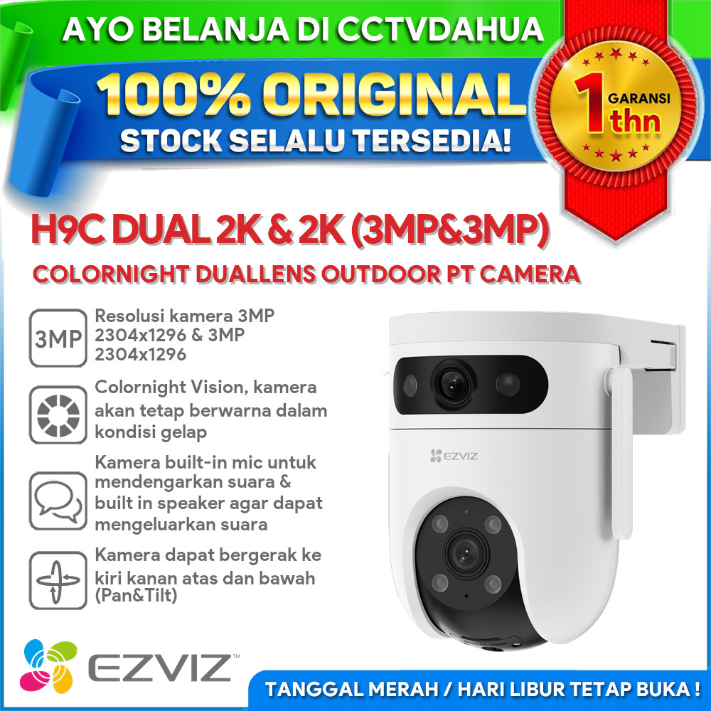 Jual EZVIZ H9C DUAL 2K & 2K (3MP&3MP) COLORNIGHT DUALLENS OUTDOOR PT CAMERA | Shopee Indonesia