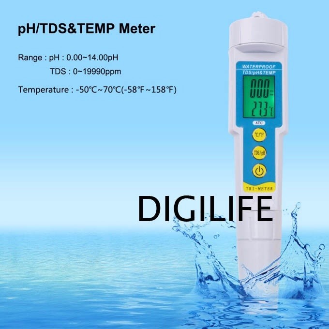 Jual PH TDS Temperature Tester 3 in 1 Hydroponic Water Meter 986 Air ...