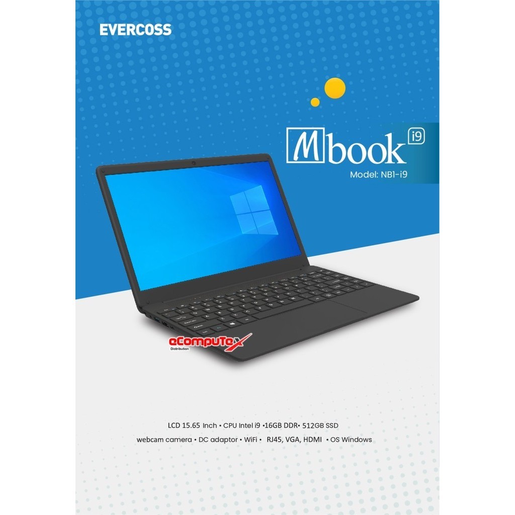 Jual LAPTOP EVERCOSS NOTEBOOK 1 NB1-I9-16512 - i9 16GB 512GB - TKDN ...