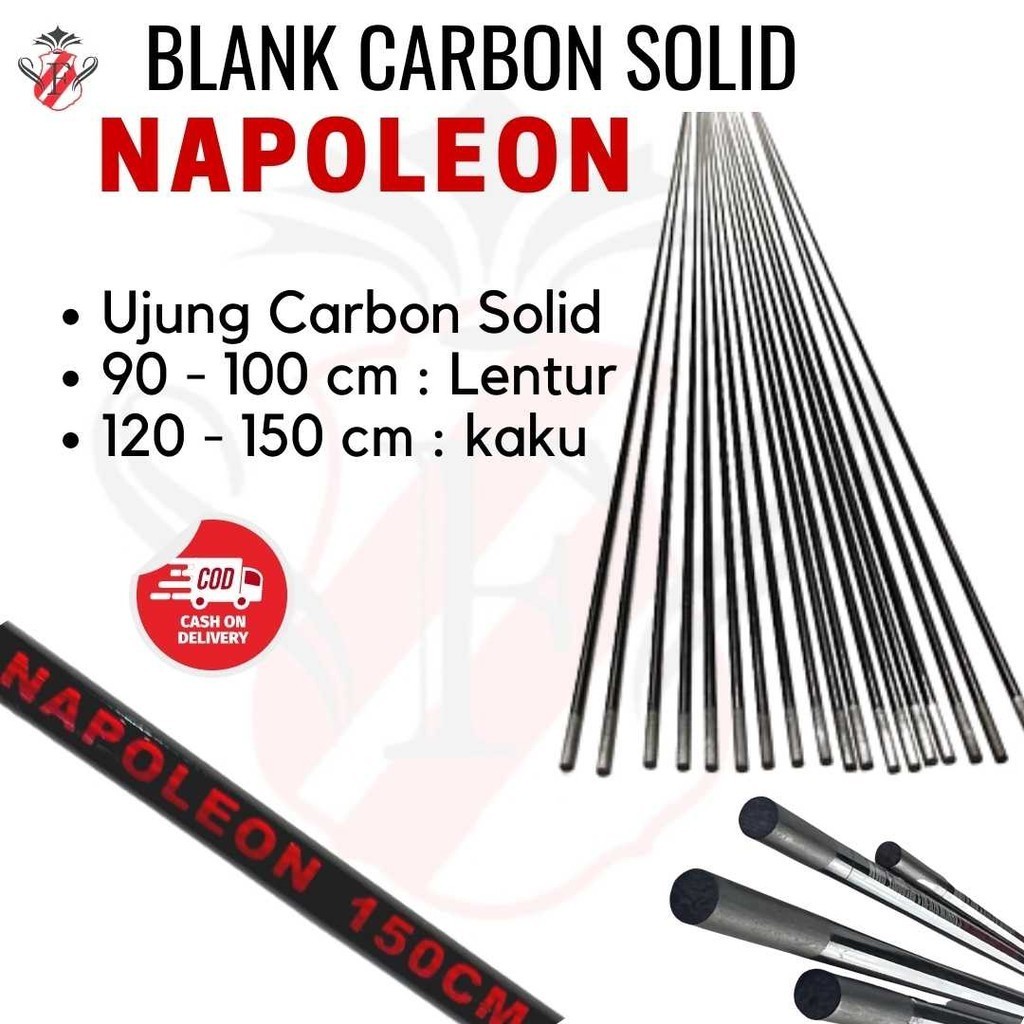 Jual Blank joran carbon ujung tegek custom solid Fukushima Napoleon | Shopee Indonesia