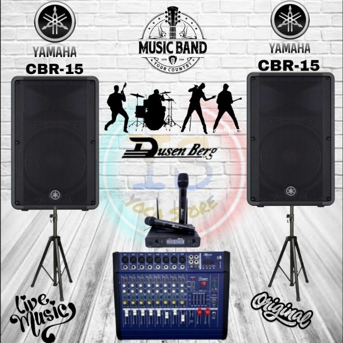 Jual Paket Yamaha 15 Inch CBR-15 Power Mixer Live Music Akustik 2 Mic ...