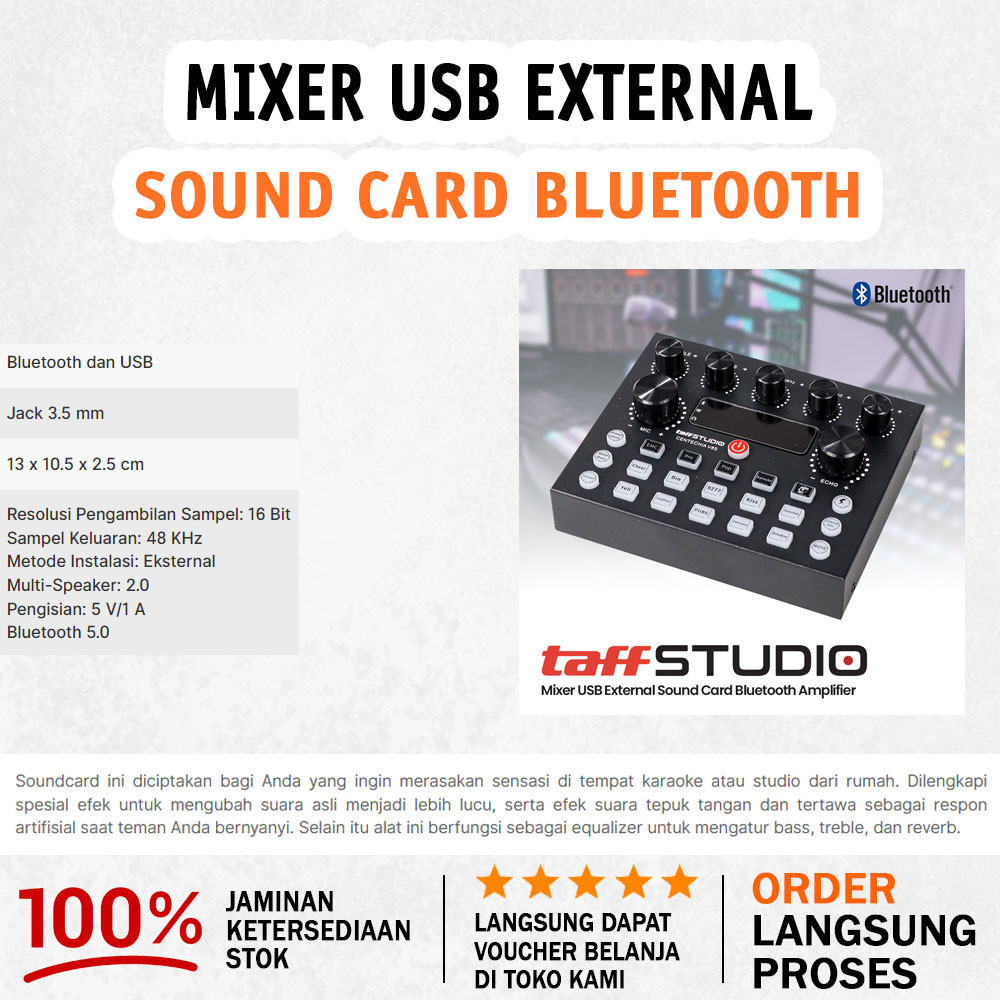 Jual Mixer USB External Sound Card Bluetooth Amplifier - Warna { Black ...
