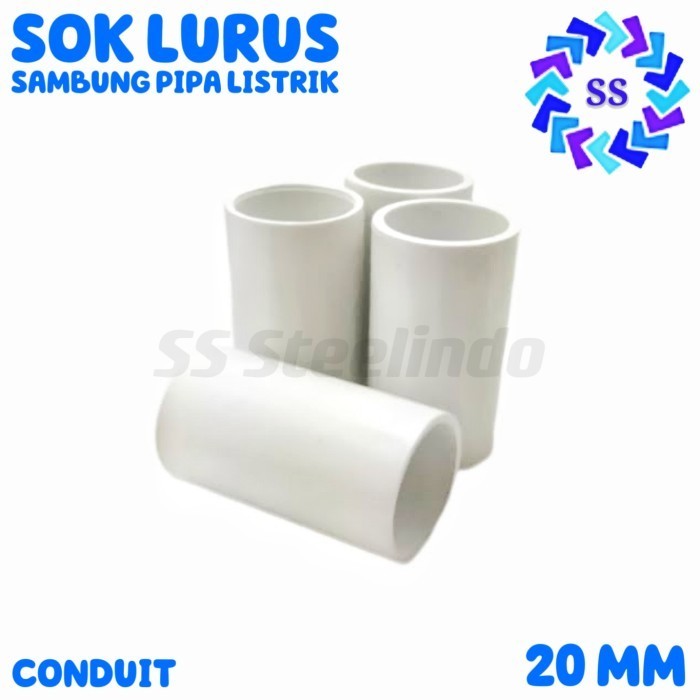 Jual FITTING/SAMBUNGAN PIPA LISTRIK PVC SOK/SHOCK LURUS 20MM (CONDUIT) PUTIH | Shopee Indonesia