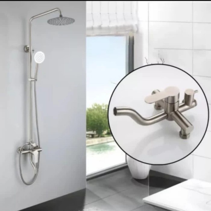 Jual TK Shower Set Shower coloumn Stainless SUS 304 3in1 Kotak - Carlo ...