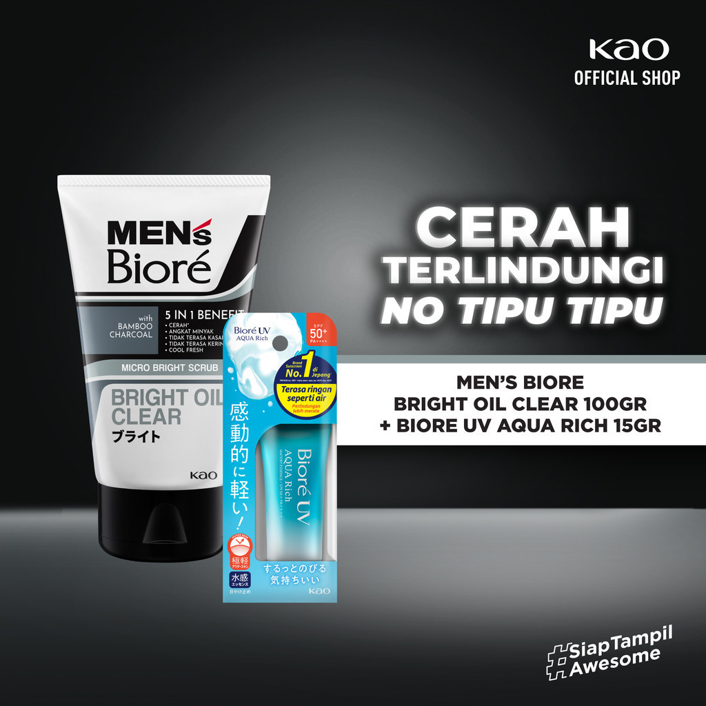 Jual [Double Protection Kit] Men's Biore Sabun Wajah Pria Bright Oil ...