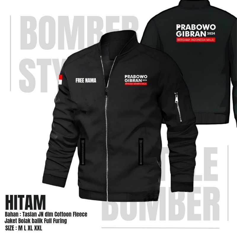 Jual JAKET PRABOWO GIBRAN RESMI FREE NAMA RELAWAN TIMSES PARTAI PRAGIB ...