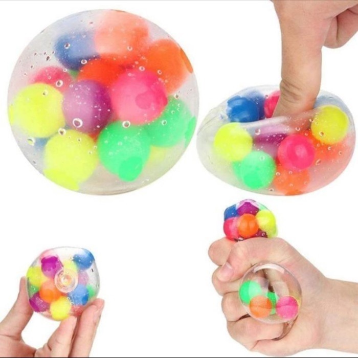 Jual CLEAR FIDGET SQUEEZE BALL bola anti stress pencetan sensoric ...